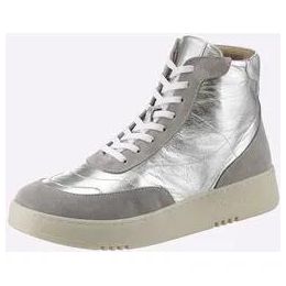 Sneaker Andrea Conti, Damen, Gr. 38, silber (silberfarben, grau), Glattleder, Leder, Rindsleder, Veloursleder, Schuhe Sneaker