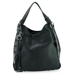 Schultertasche Harpa "NICOLE", Damen, Gr. B/H/T: 18,5cm x 24cm x 33cm, schwarz, Lederimitat, unifarben, Taschen Schultertasche, mit dekorativen Nietenbesatz auf der Frontseite