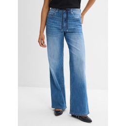 bonprix Loose Straight-Jeans High Waist, blau, Gr.52, Loose Straight-Jeans, High Waist, 79% Baumwolle (organic)