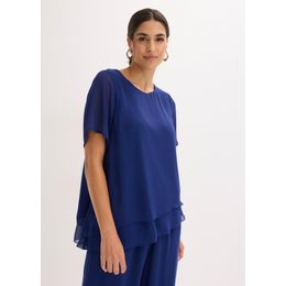 bonprix Bluse, blau, Gr.36, Schlupfbluse aus Chiffoh mit asymmetrischem Saum