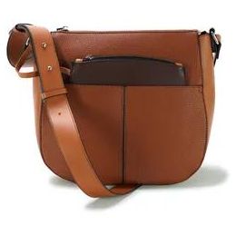 Schultertasche Harpa "CLAUDIA", Damen, Gr. B/H/T: 9cm x 29cm x 35cm, braun, Lederimitat, mehrfarbig, Taschen Schultertasche, inklusive kleiner Kosmetiktasche