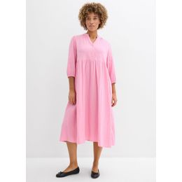 bonprix Tunika-Kleid aus softem Musselin, rosa, Gr.54, Kn&ouml;chellanges Kleid mit 7/8 &Auml;rmel und Rundhalsausschnitt., aus 100% Baumwolle