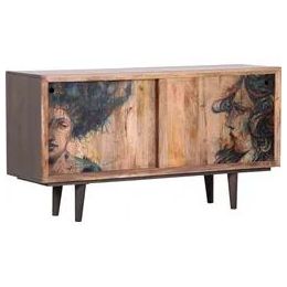 Sideboard GUTMANN FACTORY "Venice", grau, B:160cm H:85cm T:45cm, Sideboards, Sideboard, Kommode mit extravagantem Druck, Breite 160 cm