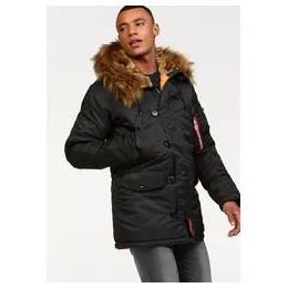 Parka Alpha Industries "N3B VF 59", Herren, Gr. L, schwarz, Web, Obermaterial: 100% Nylon. Futter: 100% Nylon. Wattierung: 100% Polyester, unifarben, normal, gerader Abschluss mit Windstopper, Jacken Parka, mit abnehmbarem Kunstfellkragen