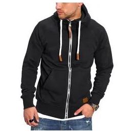 Sweatjacke behype "BHTANSER", Herren, Gr. L, schwarz, 70% Baumwolle, 30% Polyester, unifarben, ohne Ausschnitt, Sweatjacken Sweatjacke, mit praktischem Kordelzug