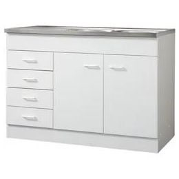 Sp&uuml;lenschrank KOCHSTATION "KS-Elster", wei&szlig;, B:120cm H:85cm T:60cm, Holzwerkstoff, Schr&auml;nke, Sp&uuml;lenschrank, Breite 120 cm