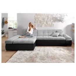 Ecksofa DOMO collection "Moric, L-Form, XXL-Sofa - Breite 300cm, viel Platz, auch in Cord", silber, B:300cm H:80cm T:172cm, Kunstleder SOFTLUX / Struktur (90% Polyester/ 10% Polyacryl);Microfaser PRIMABELLE (100% Polyester)/ Struktur (90% Polyester/ 10% Polyacryl), Sofas, Ecksofa, wahlweise mit Bettfunktion und Armteilverstellung, schwarz-silber, Topseller