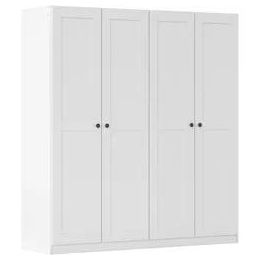 Dreht&uuml;renschrank Rauch "Kleiderschrank Schrank Garderobe Ankleide Schlafzimmerschrank YLVA", wei&szlig;, B:180cm H:197cm T:54cm, Holzwerkstoff, Schr&auml;nke, Dreht&uuml;renschrank, skandinavischer Style mit Rahmenfront und Knopfgriffen MADE IN GERMANY