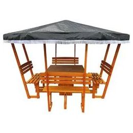 Holzpavillon Promadino "Rosenheim", gr&uuml;n (braun, gr&uuml;n), B/H/T: 304cm x 213cm x 304cm, Pavillons, BxT: 304x304 cm, inkl. Sitzgruppe