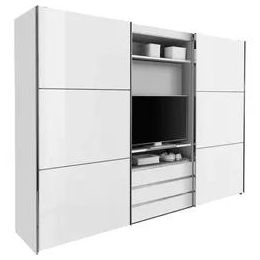Schwebet&uuml;renschrank wimex "Magic by fresh to go", wei&szlig; (wei&szlig;, au&szlig;ent&uuml;ren wei&szlig;glas), B:300cm H:216cm T:65cm, Schr&auml;nke, Schwebet&uuml;renschrank, tolles EXTRA: mit drehbarem TV-Element, Fronten aus Glas