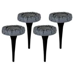 N&auml;ve LED Gartenleuchte N&Auml;VE "LED-Solar Bodenleuchte", grau, H:11cm &Oslash;:11cm, Leuchten, LED Gartenleuchte, mit Erdspie&szlig;, 4er Set