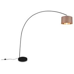 Trio LEUCHTEN Stehlampe "MANSUR, Bogenlampe mit Stoffschirm, exkl. 1x E27 max 60W, Fu&szlig;schalter", schwarz (schwarz matt), 1, &Oslash; 45cm H: 210cm, 1 Stk., Leuchten, Bogenleuchte Wohnzimmer, Auslage 2m, H&ouml;he 210cm, Schirm taupe/gold, Stehlampe