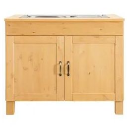 Sp&uuml;lenschrank Home Affaire "Alby", beige (natur gebeizt, gewachst), B:100cm H:85cm T:50cm, Schr&auml;nke, Sp&uuml;lenschrank, Breite 100 cm, 1 Fach