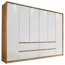 Dreht&uuml;renschrank Rauch "Mainz mit Passepartout", wei&szlig; (eiche artisan, alpinwei&szlig;), B:275cm H:212cm T:58cm, Holzwerkstoff, Schr&auml;nke, Dreht&uuml;renschrank, optional mit Beleuchtung, Au&szlig;ent&uuml;ren mit Push-to-Open Funktion