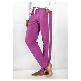 H.I.S. Homewearhose H.I.S, Damen, Gr. 36/38, N-Gr, lila (beere), Trikot, Obermaterial: 77% Baumwolle, 20% Polyester, 3% Elasthan, unifarben mit Farbeins&auml;tzen, Basic, bequem lang, Hosen, -Loungehose mit seitlichen Streifen und Eingrifftaschen, Loungewear