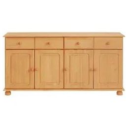 Sideboard OTTO HOME "Mette", beige (natur gebeizt, gewachst), B:156cm H:77cm T:34cm, MDF, Massivholz, Sideboards, Sideboard, Kommode aus massivem Kiefernholz, Breite 156 cm