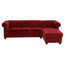 Chesterfield-Sofa Home Affaire "New Castle L-Form", rot (bordeaux), B:255cm H:72cm T:171cm, Sofas, hochwertige Knopfheftung in Chesterfield-Design, B/T/H: 255(171/72)