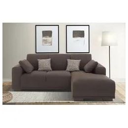 Ecksofa Home Affaire "BORNHOLM L-Form, B: 234 cm - OTTO. Verl&auml;ssliche Qualit&auml;t.", braun (dunkelbraun), B:234cm H:85cm T:162cm, Struktur (100% Polyester), Luxus-Microfaser (100% Polyester), Luxus-Microfaser Lederoptik (100% Polyester);100% Polyester Struktur, Sofas, Ecksofa, Recamiere links oder rechts bestellbar, Wellenfederung, inkl. 2 Kissen