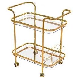 Servierwagen Home Affaire, gold (goldfarben), B:69cm H:75cm T:44cm, Metall, Rollwagen, Servierwagen