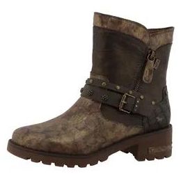 Winterboots Mustang SHOES "Haukea", Damen, Gr. 36, braun (lavabraun), Lederimitat, Schuhe Winterboots, Biker Boots mit Blockabsatz