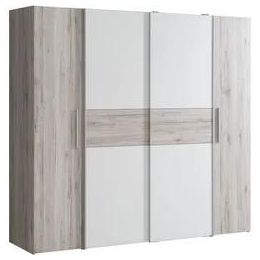 Kleiderschrank FORTE "Kalixtus, TOPSELLER, Made in Europe", wei&szlig; (sand eiche, wei&szlig;), B:200,1cm H:190,5cm T:61,6cm, FSC-zertifizierter Holzwerkstoff, Schr&auml;nke, Kleiderschrank, Kombination aus Dreh- und Schwebet&uuml;ren, mehrere Farben, Topseller