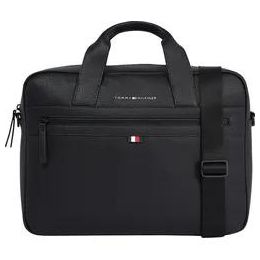 Messenger Bag Tommy Hilfiger "ESSENTAIL", Herren, Gr. B/H/T: 40cm x 30cm x 10cm, schwarz, Lederimitat, Taschen, mit Laptoptasche