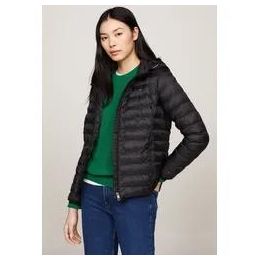 Steppjacke Tommy Hilfiger "LW PADDED GLOBAL STRIPE JACKET", Damen, Gr. S (36), schwarz, Web, Obermaterial: 100% Polyester, unifarben, Basic normal, elastischer Bund, Jacken Steppjacke, sportive Kapuze mit Global Stripe, Topseller