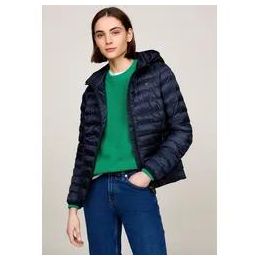 Steppjacke Tommy Hilfiger "LW PADDED GLOBAL STRIPE JACKET", Damen, Gr. XXL (44), blau (desert_sky), Web, Obermaterial: 100% Polyester, unifarben, Basic normal, elastischer Bund, Jacken Steppjacke, sportive Kapuze mit Global Stripe, Topseller