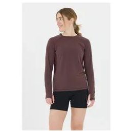 Funktionsshirt Endurance "Joan", Damen, Gr. 44, lila (dunkellila), 79% Polyester, 15% Modal, 6% Elasthan, unifarben, normal, Rundhals, Shirts Funktionsshirt, mit reflektierenden Details