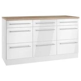 Unterschrank KOCHSTATION "KS-Wien", wei&szlig; (hochglanz wei&szlig;, wei&szlig;), B:150cm H:85cm T:60cm, Schr&auml;nke, Unterschrank, edel aussehende gestiftete Fronten