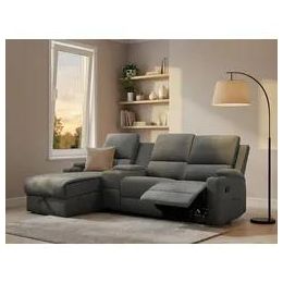 Ecksofa OTTO HOME "NAPORI Multimediasofa, 3er Kinosessel XXL, L-Form, 3 Bezugsstoffe", grau (anthrazit), B:240cm H:105cm T:155cm, Sofas, Ecksofa, Kinosofa mit Relaxfunktion, Getr&auml;nkehalter, Staufach und Staukasten, Topseller