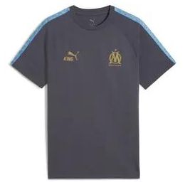 T-Shirt Puma "Olympique de Marseille KING T-Shirt Herren", Herren, Gr. XL, blau (galactic gray luminous blau), Obermaterial: 100% Baumwolle. Rippe: 71% Baumwolle, 29% Polyester. Besatz: 100% Polyester, regular fit, Rundhals, Shirts T-Shirt