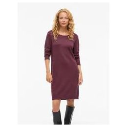 Strickkleid Vila "VIRIL L/S KNIT DRESS - NOOS", Damen, Gr. S, N-Gr, fig detail:schwarz melange, Feinstrick, Obermaterial: 50% Viskose, 27% Nylon, 23% Polyester, meliert, regular fit kniefrei, Rundhals, Rippstrickb&uuml;ndchen, Kleider Strickkleid