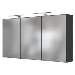 Spiegelschrank Welltime "Baabe", grau (grafitgrau), B:120cm H:64cm T:20cm, Holzwerkstoff, Schr&auml;nke, Spiegelschrank, 120 cm breit, inkl. Beleuchtung, Schalter und Steckdose
