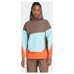 Outdoorjacke Adidas TERREX "W XP 2.5 ANORAK", Damen, Gr. XS, earth strata, semi flash aqua, semi impact orange, Obermaterial: 100% Polyester, Jacken Outdoorjacke