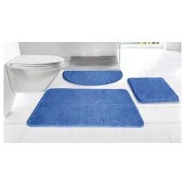 Badematte OTTO HOME "Inga, Badezimmer Teppich, Badvorleger" Gr. 1, blau, H:20mm, Polyester, Badematten, Badematte, Badteppich, unifarben, weich, als halbrund und rechteckig erh&auml;ltlich