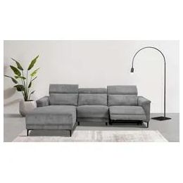 Ecksofa OTTO HOME "LUND Cord, L-Form, 261 cm, man. o. elektr. Relaxfunktion (mit USB-A)", grau, B:261cm H:97cm T:179cm, 100% Polyester, Sofas, Ecksofa, USB-C bei elektrischer Variante und Kopfteilverstellung
