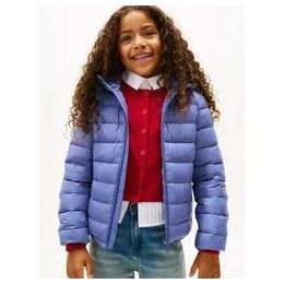 Steppjacke Tommy Hilfiger "U LIGHT DOWN HOODED JACKET", M&auml;dchen, Gr. 16 (176), soft sapphire, Web, Obermaterial: 100% Polyamid, unifarben, regular fit normal, Rundhals, eingesetzt elastischer Bund, Jacken Steppjacke, Kinder bis 16 Jahre