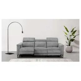 3-Sitzer OTTO HOME "LUND Cord, B. 222cm, manuelle/elektrische Relaxfunktion in 2 Sitzen", grau, B:222cm H:97cm T:100cm, 100% Polyester, Sofas, USB-C bei elektrischer Ausf&uuml;hrung, Kopfteilverstellung