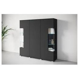 Highboard OTTO HOME "Kenia", schwarz (graphite schwarz matt), B:135cm H:134cm T:39,5cm, FSC-zertifizierter Holzwerkstoff, Glas, Hartfaserplatte, Kunststoff, Sideboards, Highboard, Modernes Highboard, mit Glast&uuml;ren, Breite 135 cm