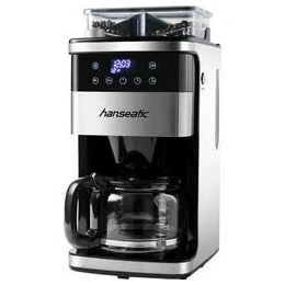 Hanseatic Kaffeemaschine mit Mahlwerk "HCMG105015SD", silber (schwarz, silber), 1,5 l, 15, Kaffeemaschinen, mit LCD Display und Timer