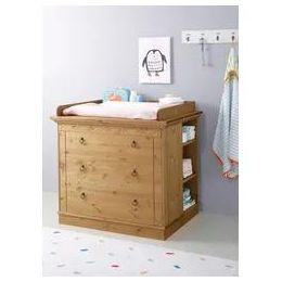 Wickelkommode OTTO HOME "Indra, Landhausstil, viel Stauraum", beige (natur, natur), B:100cm H:85cm T:76cm, Massivholz, Wickelkommoden, Wickelkommode, FSC zertifiziertes Massivholz, inklusive Unterbauregal und Aufsatz