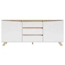 Sideboard ByLiving "Valentin", wei&szlig;, B:180cm H:76cm T:38cm, Holzwerkstoff, Melamin, Sideboards, Sideboard