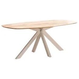 Esstisch Home Affaire "Vermont", beige (natur, wei&szlig;, natur), B:180cm H:77cm T:100cm, Tische, Esstisch, aus massiver Eiche mit robustem Metallgestell