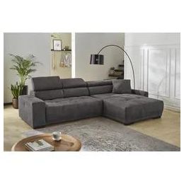 Jockenh&ouml;fer Ecksofa JOCKENH&Ouml;FER GRUPPE "Le Mans L-Form, B: 320 cm, mit 30 cm elektr. Sitztiefenverstellung", grau (anthrazit), B:320cm T:110cm, Korpus: 100% Polyester;Kissen: 100% Polyester, Sofas, Ecksofa, Kopfteilverstellung, induktive Ladestation, USB-Anschluss & Zierkissen, Topseller