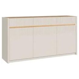 Sideboard FORTE "Oak Squere Sideboard Soft Close, SK Vollauszug", mauvella eiche, sand, B:160cm H:85,9cm T:41,5cm, Holzwerkstoff, Sideboards, Sideboard, B/H/T 160/85,9/41,5 cm Beleuchtung, Soft Close, Lamellenoptik
