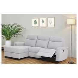 Ecksofa Home Affaire "BRIONNE, L-Form, 255cm, manuelle u. elektrische Funktion (USB A/C)", grau (hellgrau), B:255cm H:101cm T:95cm, Webstoff 100% Polyester, Sofas, Ecksofa, Liegefunktion, Stauraum, Federkernpolsterung, Webstoff
