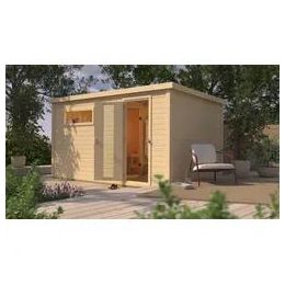 Saunahaus Konifera "Trontheim XXL", naturbelassen, Saunaofen, integrierte Steuerung, 3,6 kW, Saunen, Plug&Play Saunaofen mit Steuerung 3,6 kW inkl. 18 Kilo Steinen, Topseller