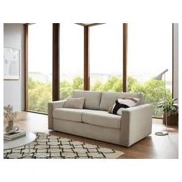 Schlafsofa "Rolando, B: 196 cm, Liegefl. 140x190 cm", beige (creme), B:196cm H:82cm T:208cm, 100% PES, ATLANTIC HOME COLLECTION, Sofas, Schlafsofa, mit komfortabler Matratze, Dauerschlafsofa