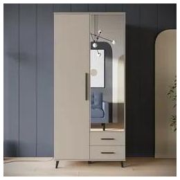 Kleiderschrank OTTO HOME "Lagos, Garderobe Schlafzimmerschrank W&auml;scheschrank", congo, B:90cm H:195,8cm T:51cm, FSC-zertifizierter Holzwerkstoff, Schr&auml;nke, Kleiderschrank, Moderner Dreht&uuml;renschrank mit Spiegelt&uuml;r, Breite 90 cm, 2 Schubladen